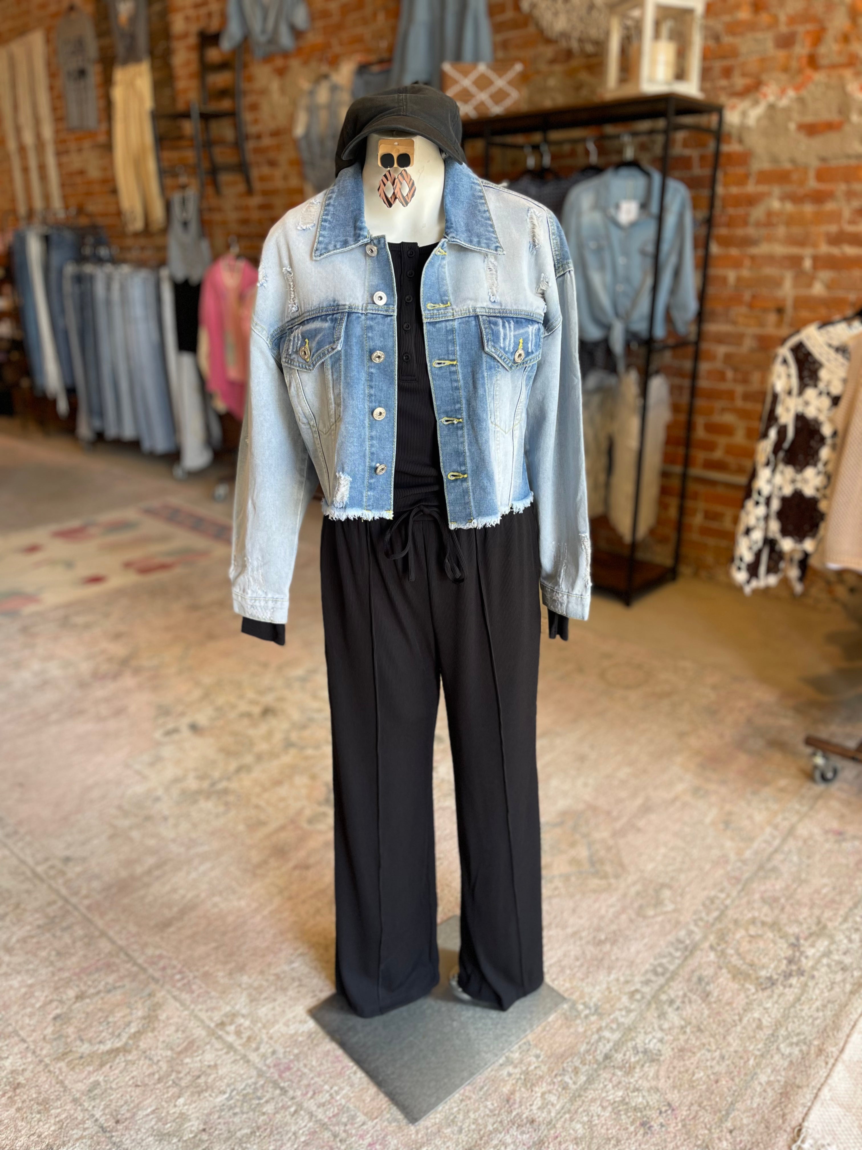 Distressed Denim Jacket - PJ's Pink Boutique – PJ's Pink Boutique